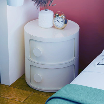Round Multi Tiered Plastic Bedside Storage Drawers Unit Drawer Bedside ...
