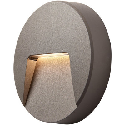 Round Outdoor IP65 Pathway Guide Light - Indirect CCT LED - Grey ABS ...