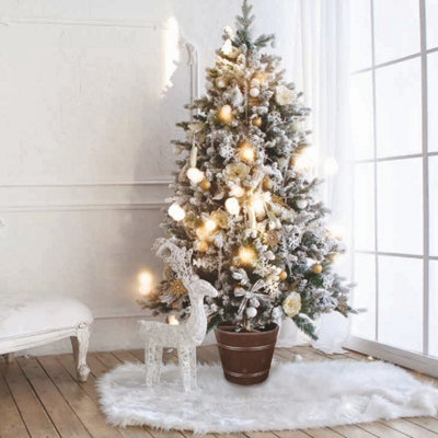 Round Planet Christmas Tree Stand with Water Reservoir Brown Large