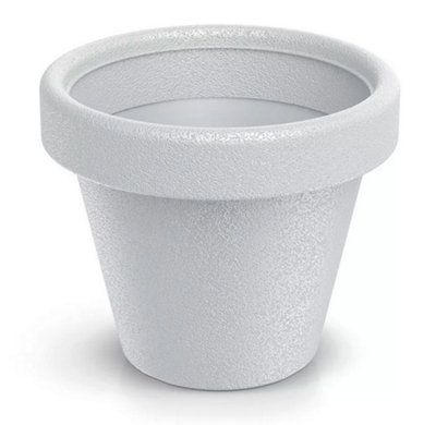 Round Plant Pot Plastic Origina Garden Patio Planter Textured White ...