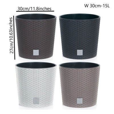 Round Planter Plant Flower Pot Outdoor Garden Weatherproof with Insert ...
