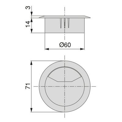 Round Plastic Grommet For Desk 60mm Grey