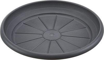 Round Plastic Plant Pot Saucers Anthracite 30cm