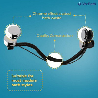 Round Pop Up Bath Waste with Overflow, Chrome , Bathroom Waste Kits ...