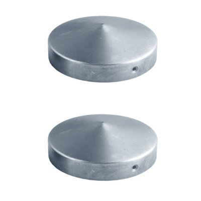 ROUND Pyramid Silver GALVANISED Fence POST CAP Cover Top 101mm Pack of ...
