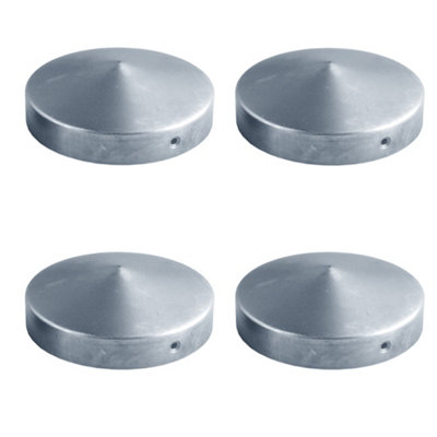 ROUND Pyramid Silver GALVANISED Fence POST CAP Cover Top 101mm Pack of ...