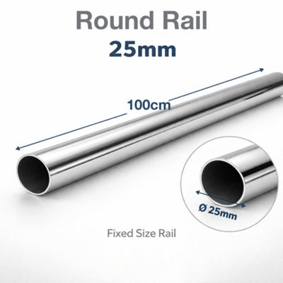 Round Rail Wardrobe Polished Chrome Hanging Tube Metal Closet Organizer ...