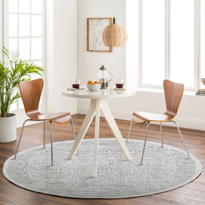 Round Roma-Vintage Off-White Grey Charcoal Traditional Boho Living ...