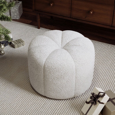 Round Shape Teddy Fabric Footstool