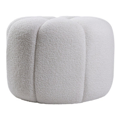 Round Shape Teddy Fabric Footstool