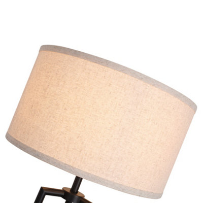 Round Shelf Floor Lamp Floor Light with Fabric Lampshade 152.5cm H
