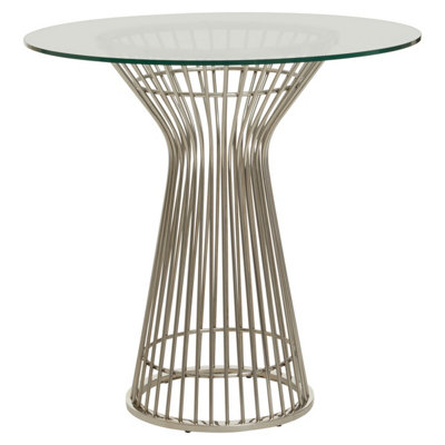 Round Silver Dining Table, Clear Glass Top Dining Room Table, Round ...