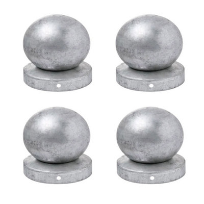 ROUND Silver GALVANISED Fence POST CAP Cover Top WITH BALL 51mm Pack of ...