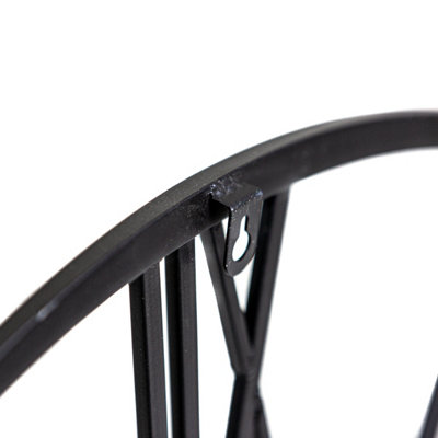 Round Skeleton Clock with Roman Numerals Matte Black 80cm