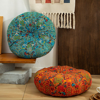 Round Tatami Floor Seat Cushion Cotton and linen Cover Filled with PP ...