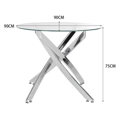 Round Tempered Glass Top Tripod Base Dining Table Coffee Table Dia ...