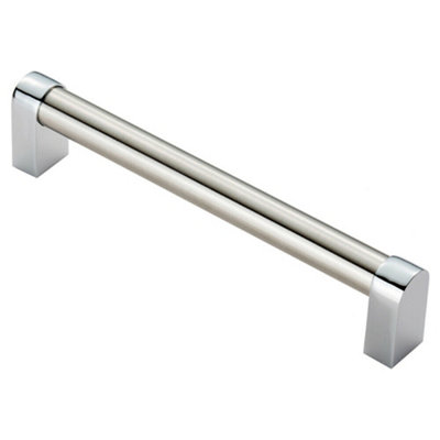 Round Tube Pull Handle 176 x 16mm 160mm Fixing Centres Satin Nickel ...