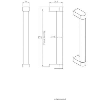Round Tube Pull Handle 176 x 16mm 160mm Fixing Centres Satin Nickel ...