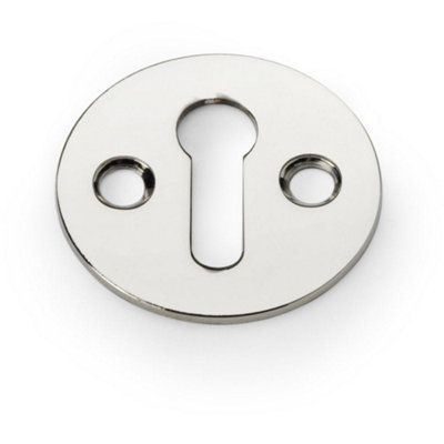 Round Victorian Standard Lock Profile Escutcheon Polished Nickel Door ...