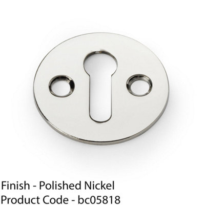 Round Victorian Standard Lock Profile Escutcheon Polished Nickel Door ...