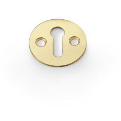 Round Victorian Standard Lock Profile Escutcheon - Satin Brass Door Key ...