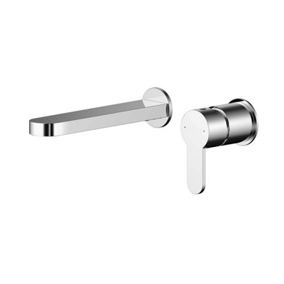 Round Wall Mount 2 Tap Hole Bathroom Basin Mixer Tap - Chrome