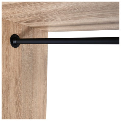 Round Wardrobe Rail Hanging Tube Pipe 700mm Black Matt Set with End ...