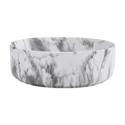 Round White Ceramic Marble Effect Texture Countertop Basin Bathroom ...