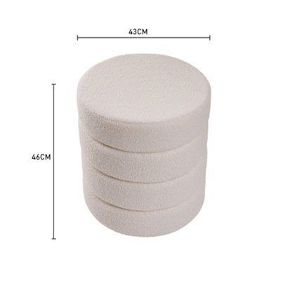 Round White Channel Upholstered Foot Stool Dia 430 x H 460 mm