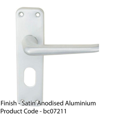 Rounded Contract Latch & Lock Door Handle - Satin Aluminium Lever On ...