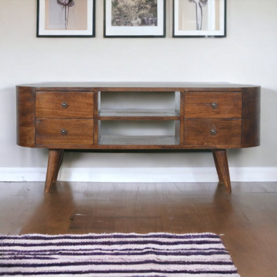 Rounded Media Unit - Mango Wood - L35 x H47 x W110 cm - Chestnut | DIY ...
