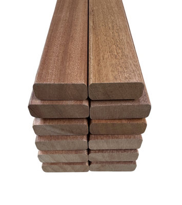 Rounded Solid African Sapele Dark Hardwood Replacement Bench Slats Set ...
