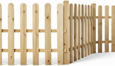 Rounded Top Picket Fence Panels 2FT x 3FT Pressure Treated 7 Pack