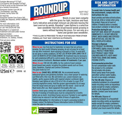 Roundup Powerful Lawn Weed Killer - Glyphosate-Free - CONCENTRATE - 125 ml