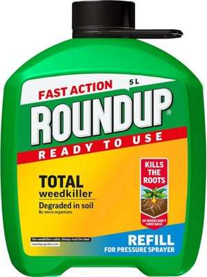 Roundup Total Ready to Use Weed Killer Pump N Go Refill 5L Fast Acting ...