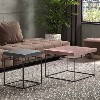 Rousseau 2 Piece Coffee Table Set Aron Metal Grey and Rust | DIY at B&Q