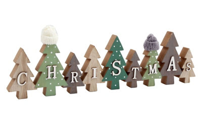 Row of Christmas Trees Decorat