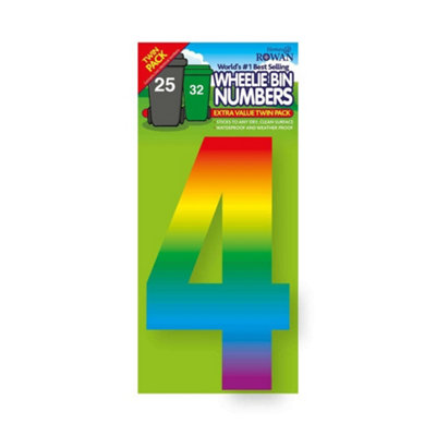 Rowan 4 Rainbow Bin Number (Pack of 2) Multicoloured (One Size)