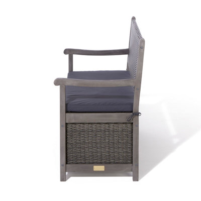 Rowlinson Alderley Rattan Storage Bench Grey Weave