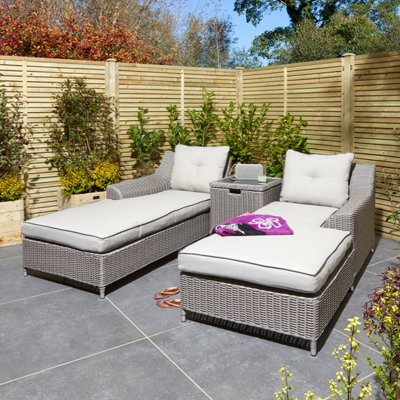 Rowlinson Prestbury Twin Sun Lounger Natural Stone
