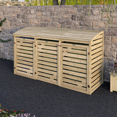 Rowlinson Timber Double Bin With Single Box Store