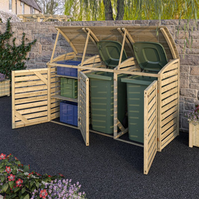 Rowlinson Timber Double Bin With Single Box Store
