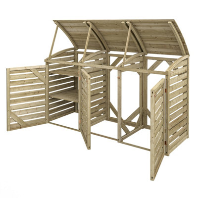 Rowlinson Timber Double Bin With Single Box Store