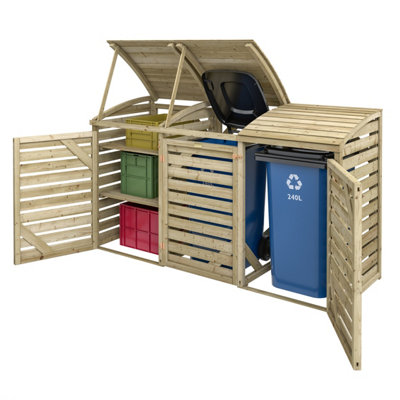 Rowlinson Timber Double Bin With Single Box Store