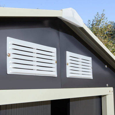 Rowlinson Trentvale 6x4 Metal Apex Shed Dark Grey with Foundation Kit