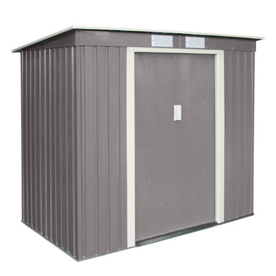 Rowlinson Trentvale 8x4 Metal Pent Shed Light Grey with Foundation Kit