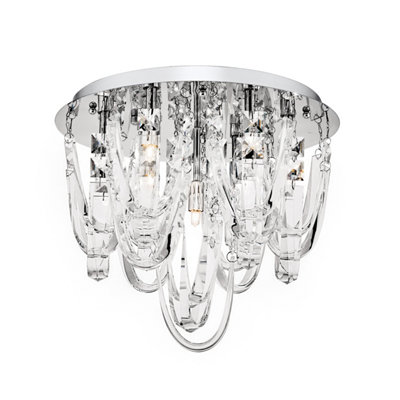 Roxanne Small 7 Light Flush Polished Chrome Crystal