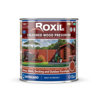 Roxil Wood Stain Preserver (1L Red Cedar) - 5 Year Protection for ...