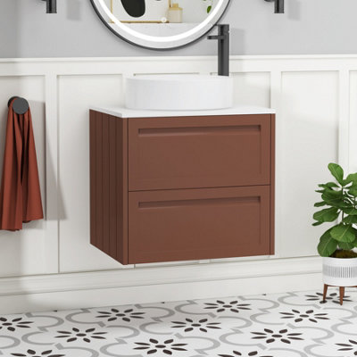 Royal Bathroom Elmore 600mm Terracotta Clay Wall Mounted Vanity Unit 2 ...