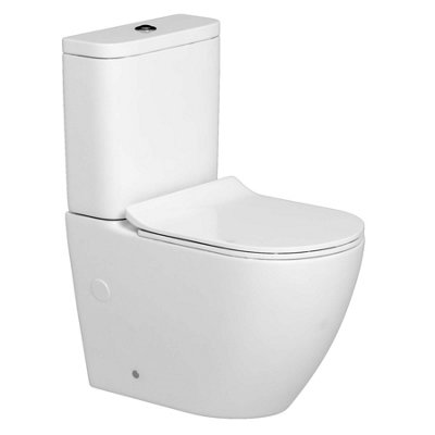 Royal Bathrooms Abacus Rimless Close Coupled Toilet Gloss White Round Pan with Slim Soft Close ...